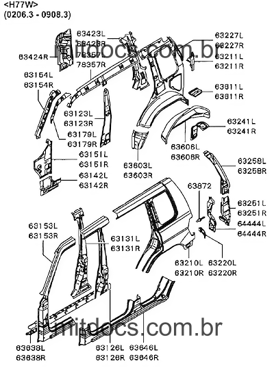 Pajero TR4 - Painel externo intermediário direito LD - CA420964 ...